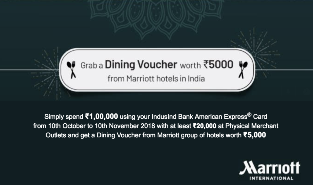 Get Marriott Dining Vouchers worth Rs.5000 with ICICI & Indusind Amex ...