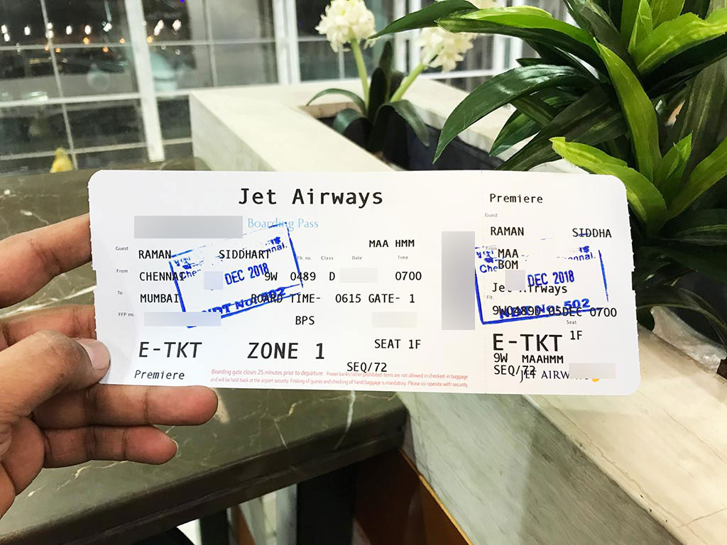 Jet Airways Premiere Class from Chennai (MAA) to Mumbai (BOM) Review ...