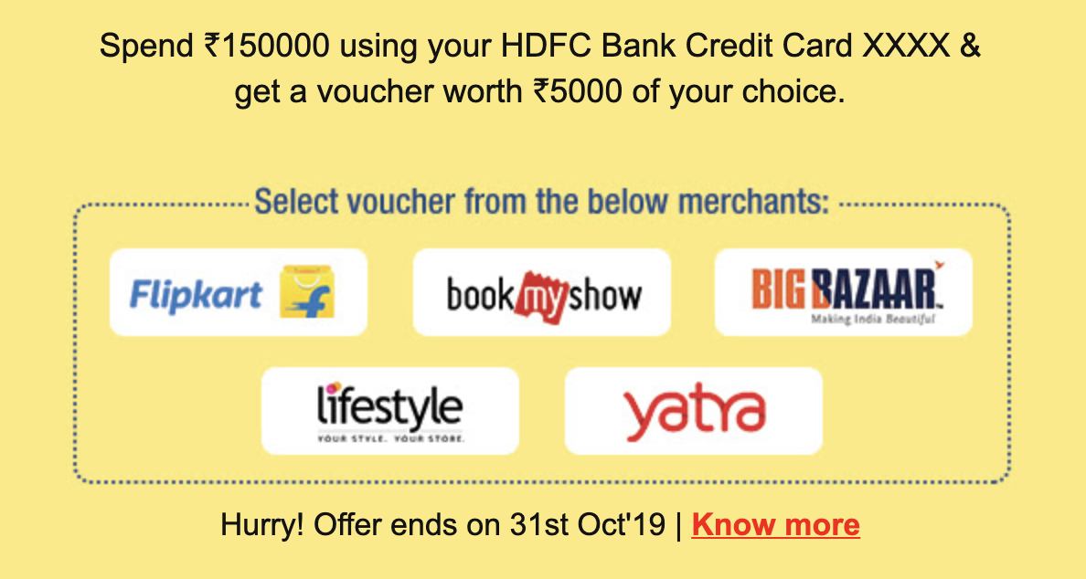 HDFC Diwali Spend based Offer: Get Vouchers worth Upto Rs.5000 – CardExpert