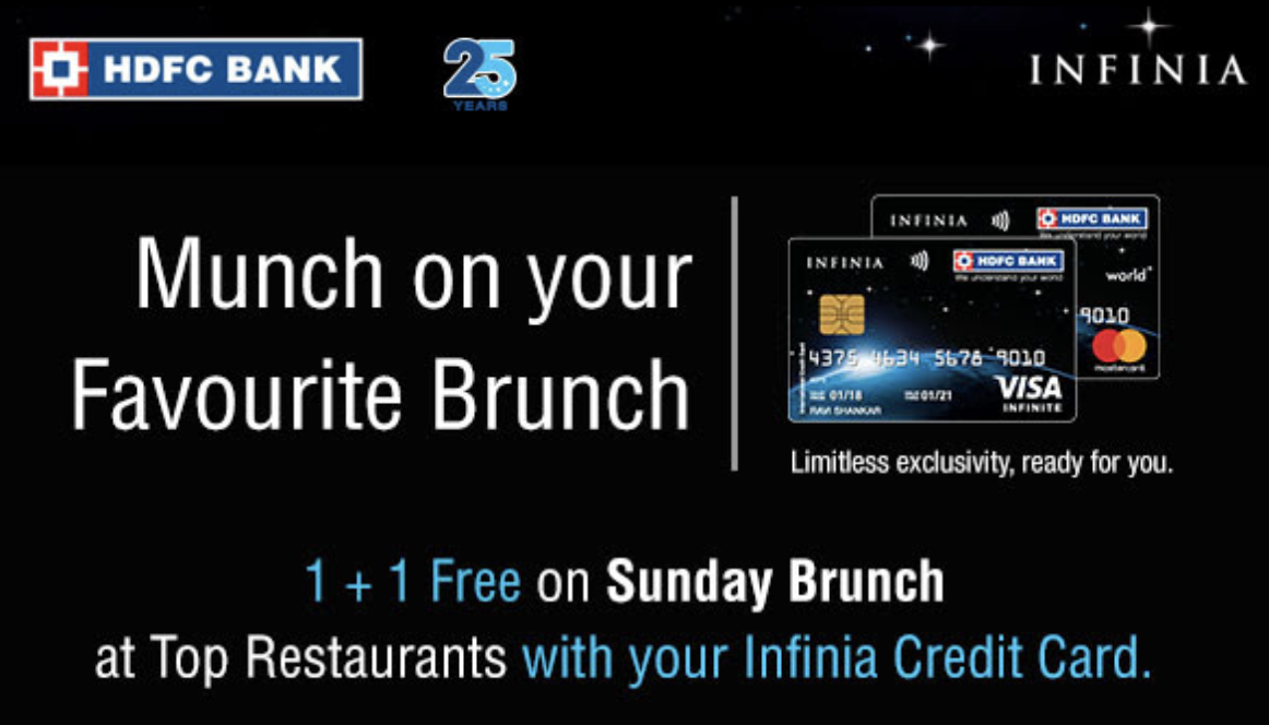 Buy 1 Get 1 Free on Sunday Brunch with HDFC Infinia Credit Cards ...