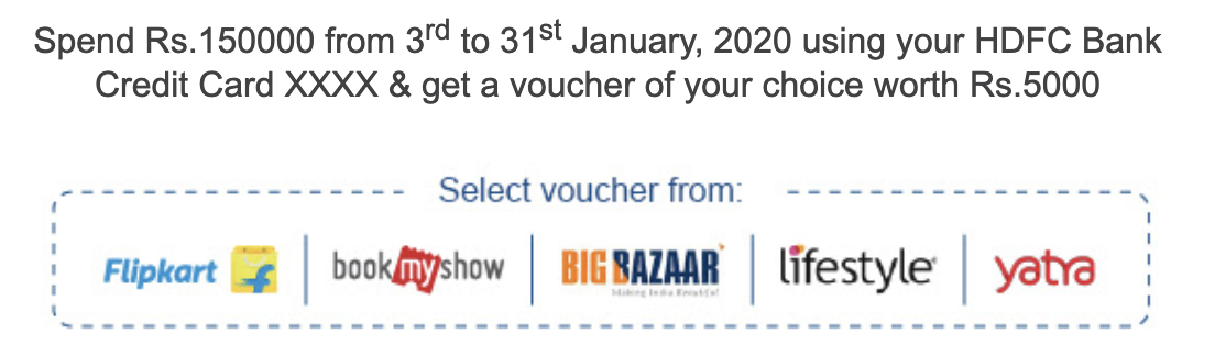 HDFC Credit Card Spend Based Offers – Jan 2020 – CardExpert