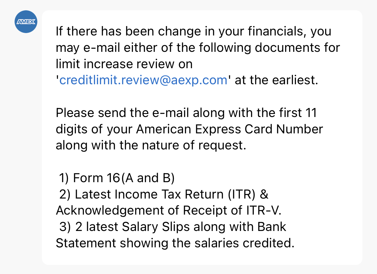 AmEx started taking Credit Limit Enhancement requests from 18th Jan ...