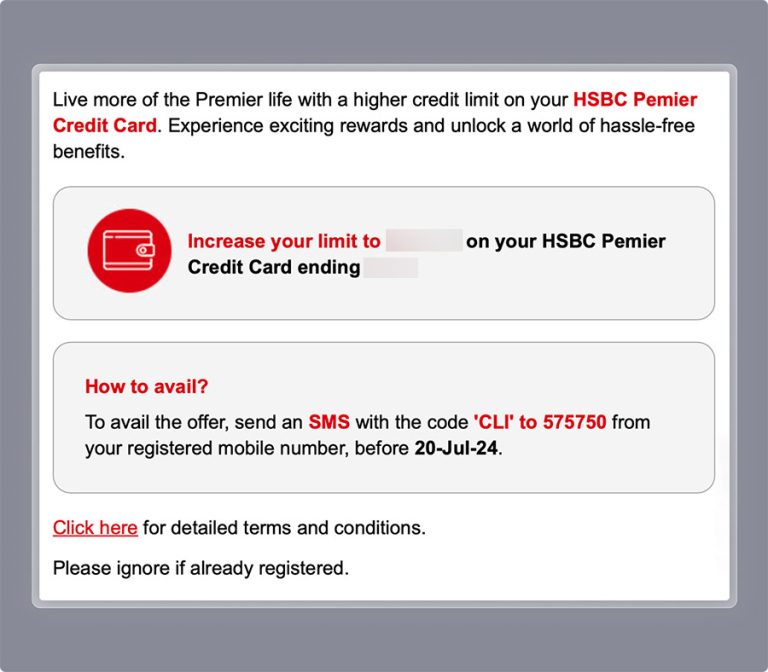HSBC Credit Card Limit Enhancement Offer – CardExpert